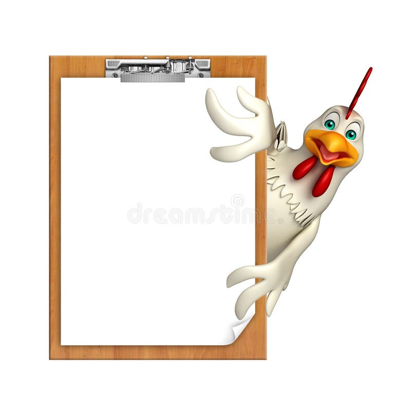 Hen Cartoon Character with Exam Pad Stock Illustration - Illustration ...