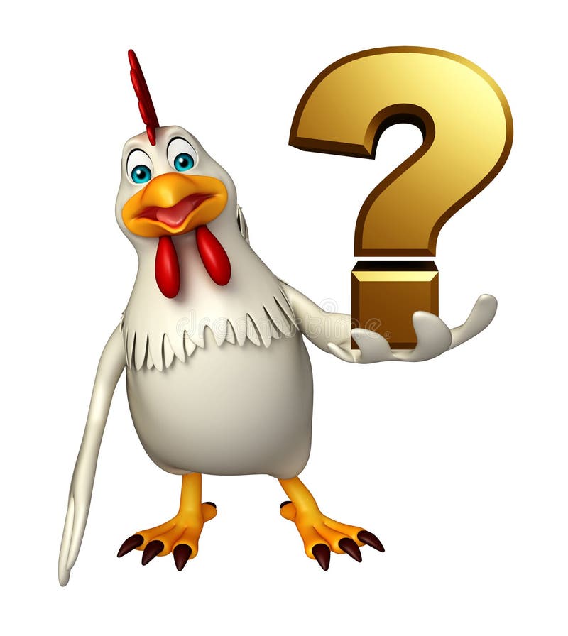 Hen Cartoon Character with Question Mark Sign Stock Illustration ...