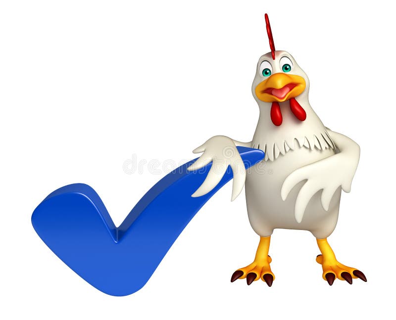 Hen Cartoon Character with Right Sign Stock Illustration - Illustration ...