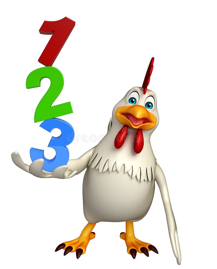 Hen Cartoon Character with 123 Sign Stock Illustration - Illustration ...