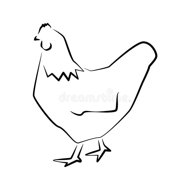 Hen or Chicken Outline Simple Icon Stock Illustration - Illustration of ...