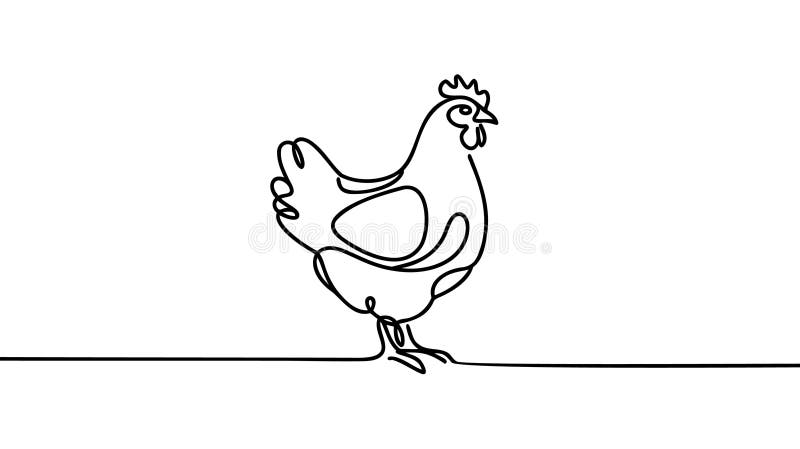 Hen in Continuous Line Art Drawing Style. Chicken Minimalist Black ...