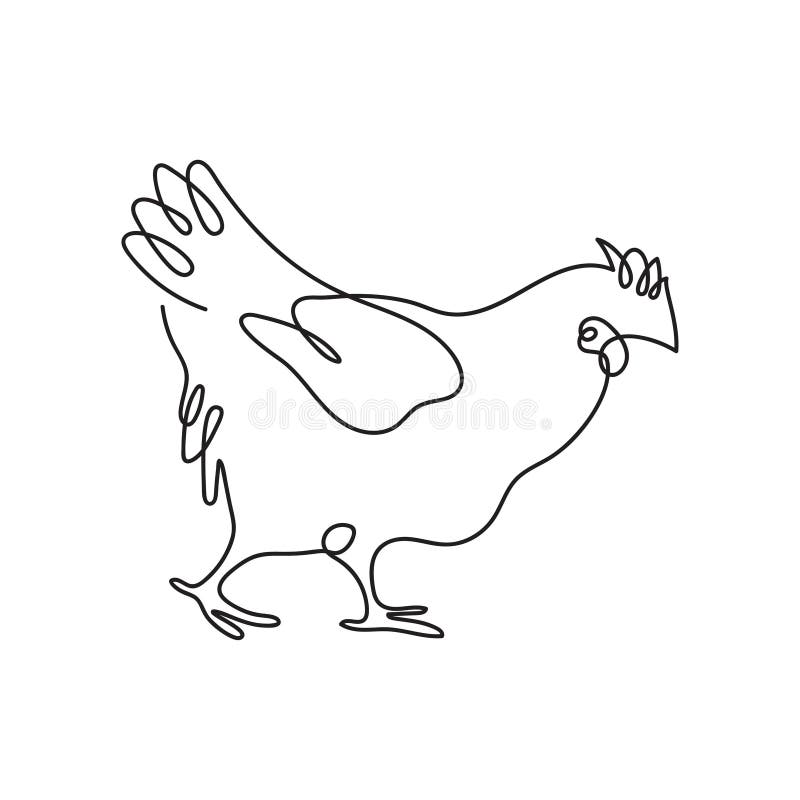 Hen Drawn in One Line. Vector Image of a Chicken Stock Vector ...