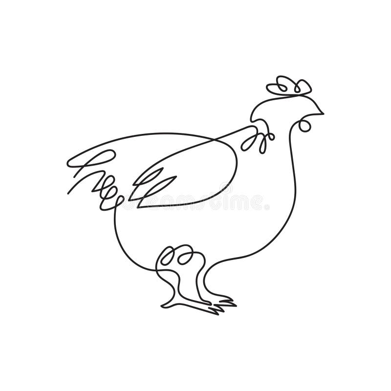 Hen Drawn in One Line. Vector Image of a Chicken Stock Vector ...