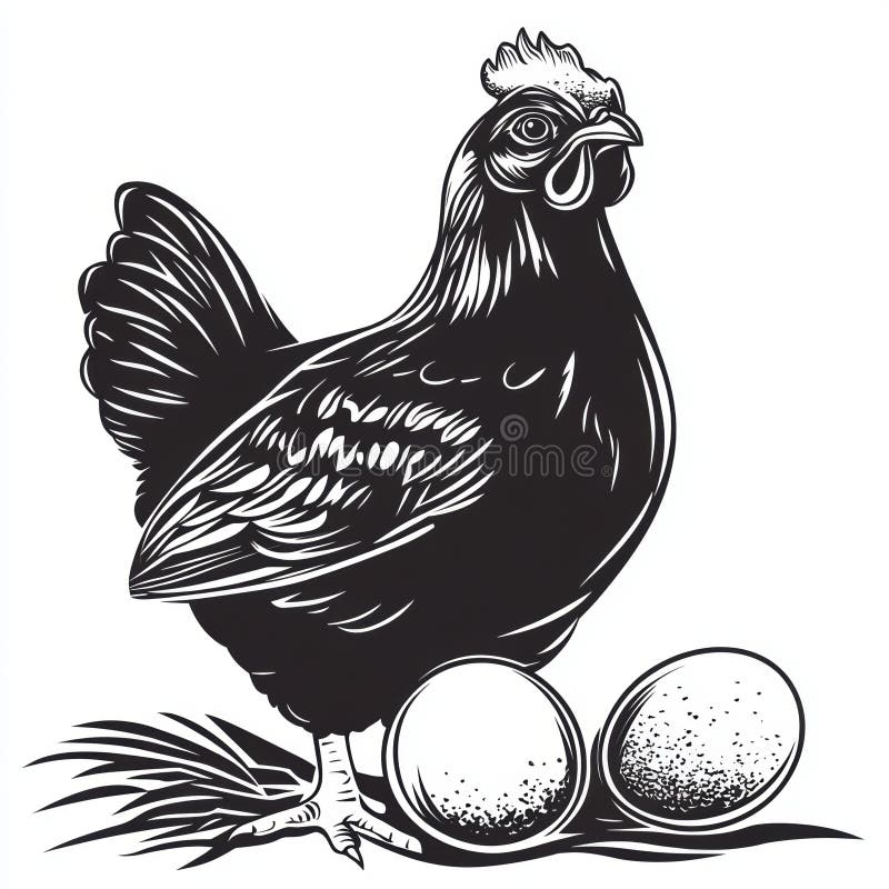 Hen with Eggs Illustration stock illustration. Illustration of stylized - 366546045