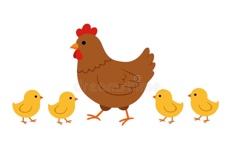 Hen and chicks clipart. stock image. Illustration of farm - 359931725