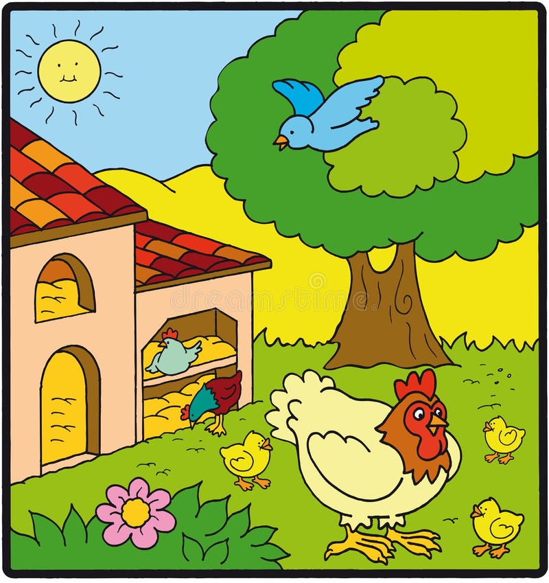 Hen-house stock vector. Illustration of birds, summer - 17135667