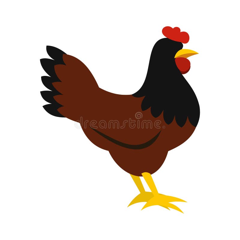 Hen icon, flat style stock vector. Illustration of drawn - 88040483