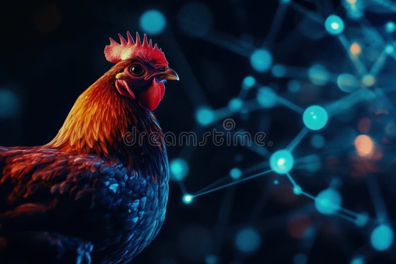 Hen Standing Against a Digital Network Background Stock Image - Image ...