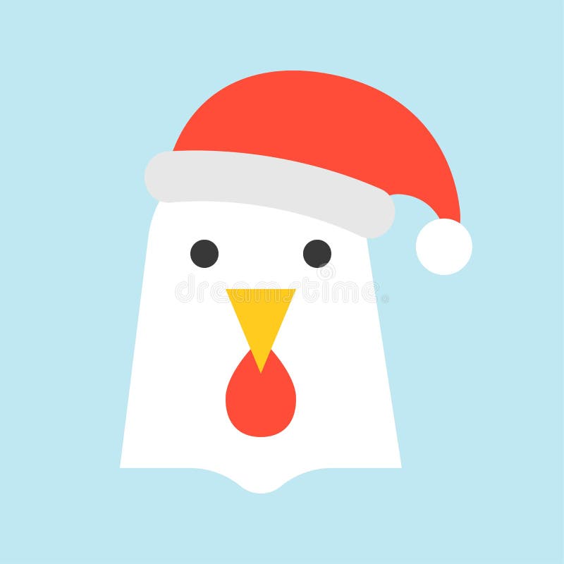 Hen Wearing Santa Hat Flat Icon Design Stock Vector - Illustration of ...