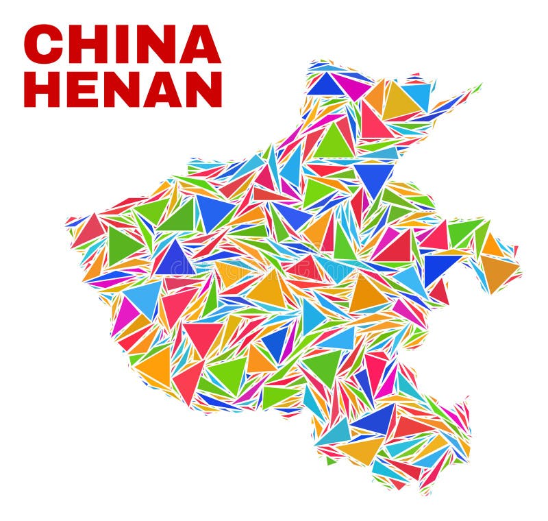 Henan Province Map - Mosaic of Color Triangles Stock Vector ...