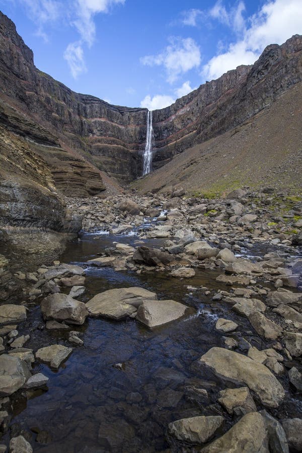 Hengifoss Waterfall and the Coast of Isafjordur, Iceland Stock Photo ...