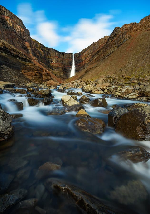 Hengifoss Waterfall in East Iceland Stock Image - Image of basalt ...