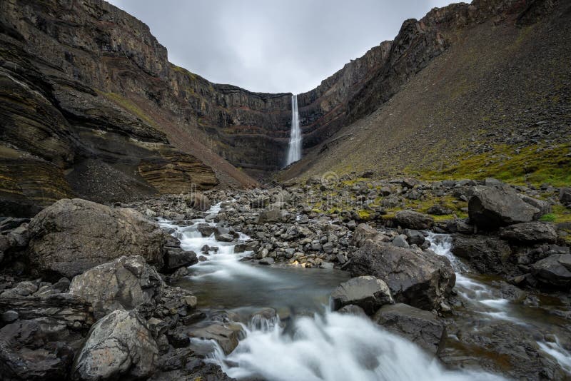 Hengifoss Waterfall in Eastern Iceland Stock Image - Image of geology ...