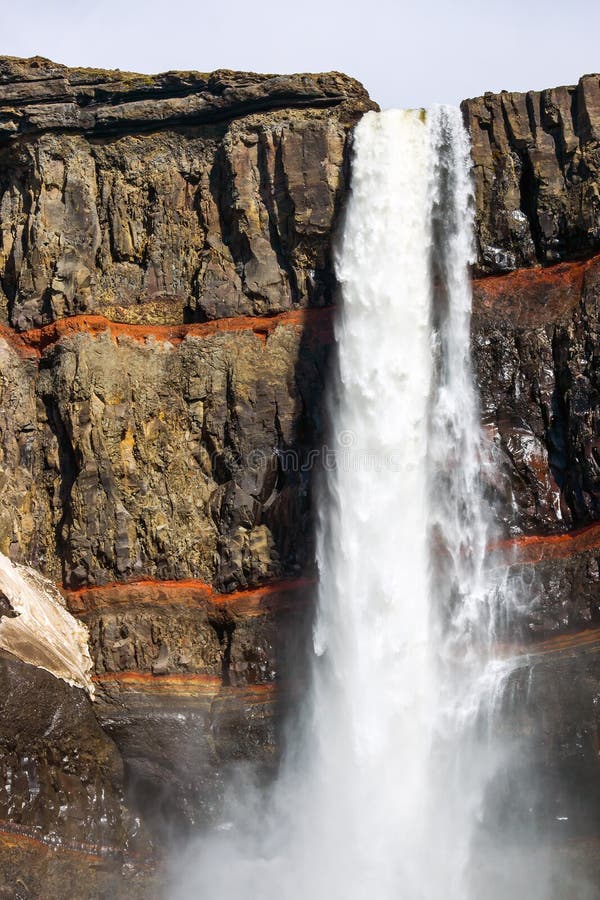 The Hengifoss Waterfall in Iceland Stock Image - Image of smooth ...