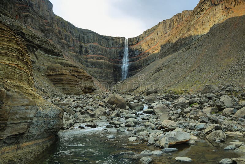 Hengifoss Waterfall in Iceland Stock Photo - Image of long, beautiful ...