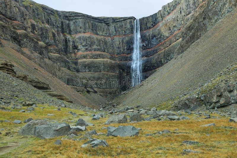 Hengifoss Waterfall in Iceland Stock Photo - Image of beautiful ...