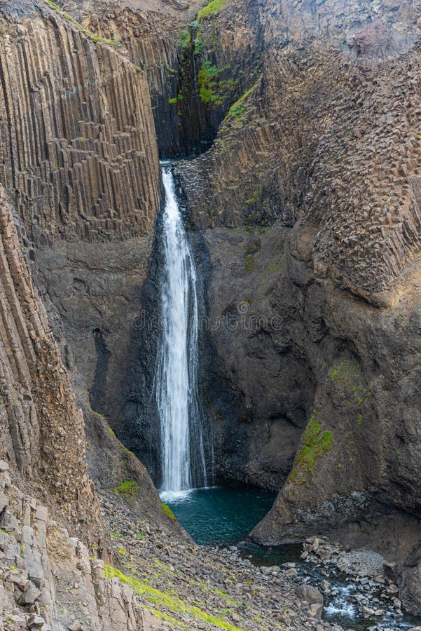 Hengifoss Waterfall Viewed on Iceland Stock Photo - Image of landscape ...