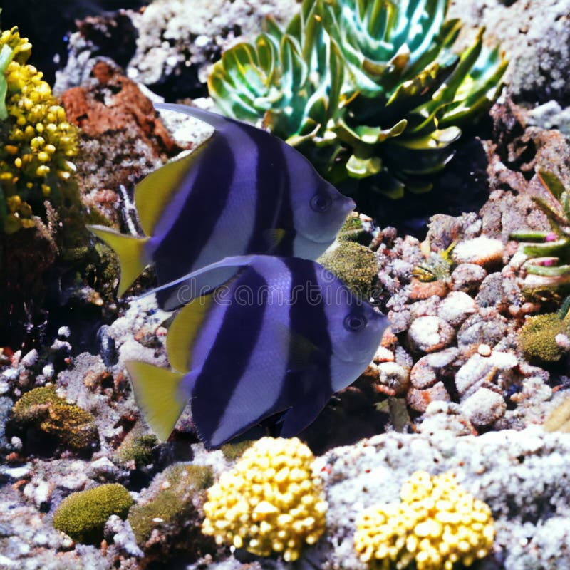 Heniochus Acuminatus, a Triangular Striped Fish in Ocean Waters- Stock ...