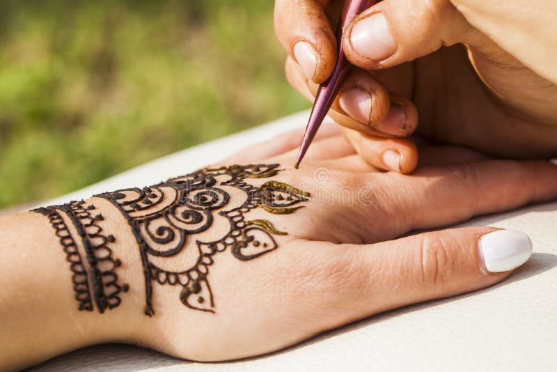 Henna Drawing Mehendi Texture Hand Skin Stock Photo - Image of design ...
