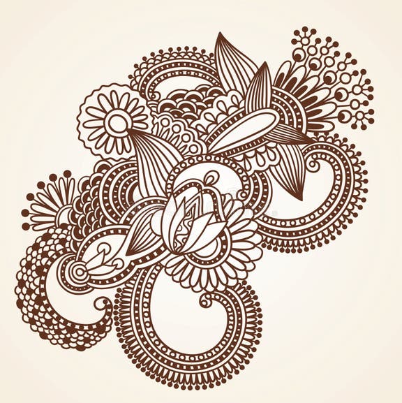 Henna Floral Design Element Stock Vector - Illustration of ...
