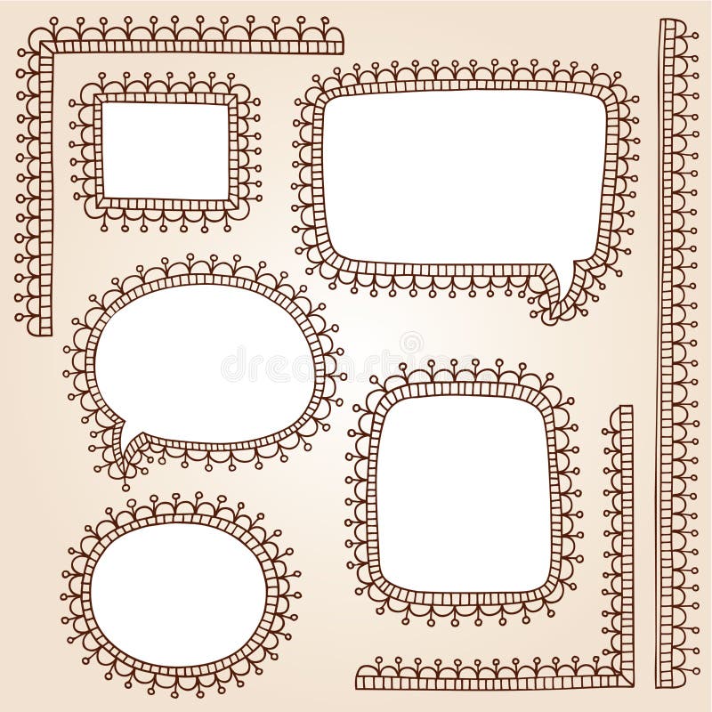 Henna Frame Doodles Mehndi Tattoo Vector Stock Vector - Illustration of ...