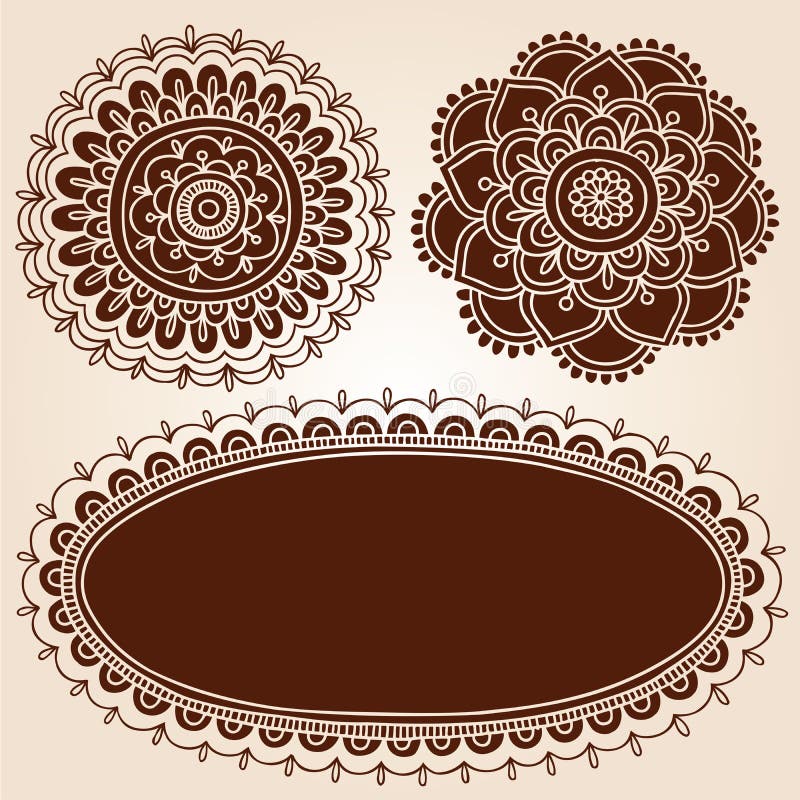 Henna Frame Doodles Mehndi Tattoo Vector Stock Vector - Illustration of ...