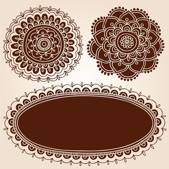 Henna Frame and Flowes Silhouette Vector Designs Stock Vector ...