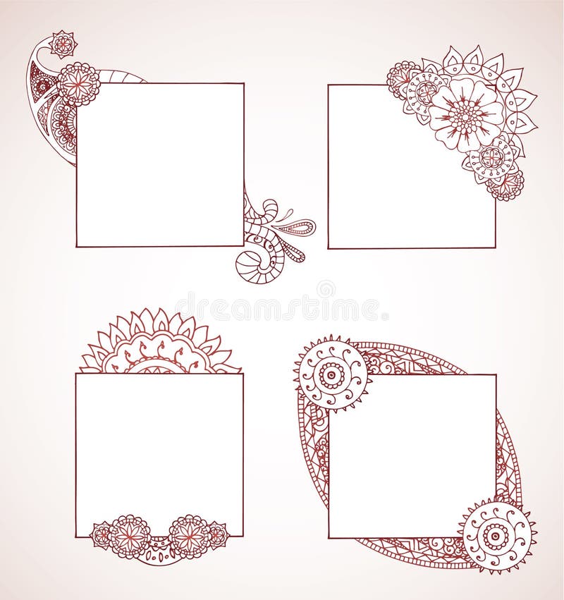 Henna Border stock vector. Illustration of tattoo, oriental - 19555359