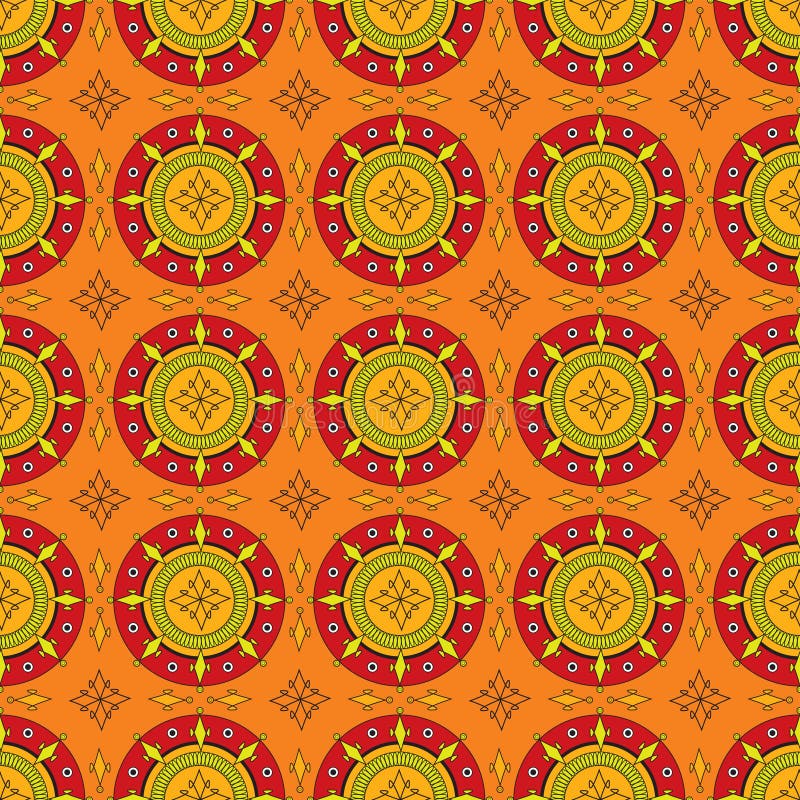 Seamless African Design Pattern in Red and Orange Stock Illustration ...