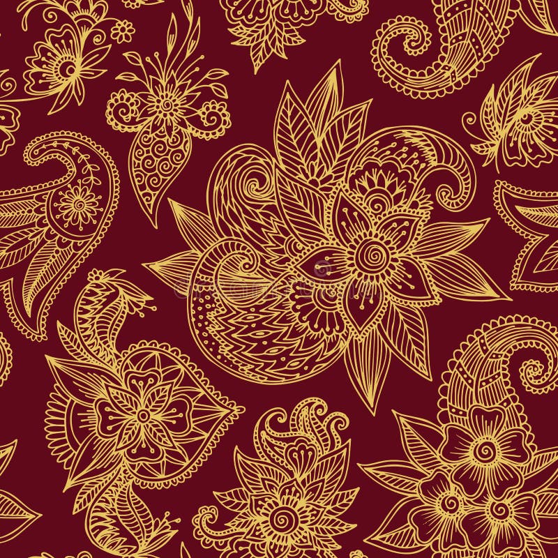 Henna Mehndi Flower Template Vector Seamless Pattern Stock Vector ...