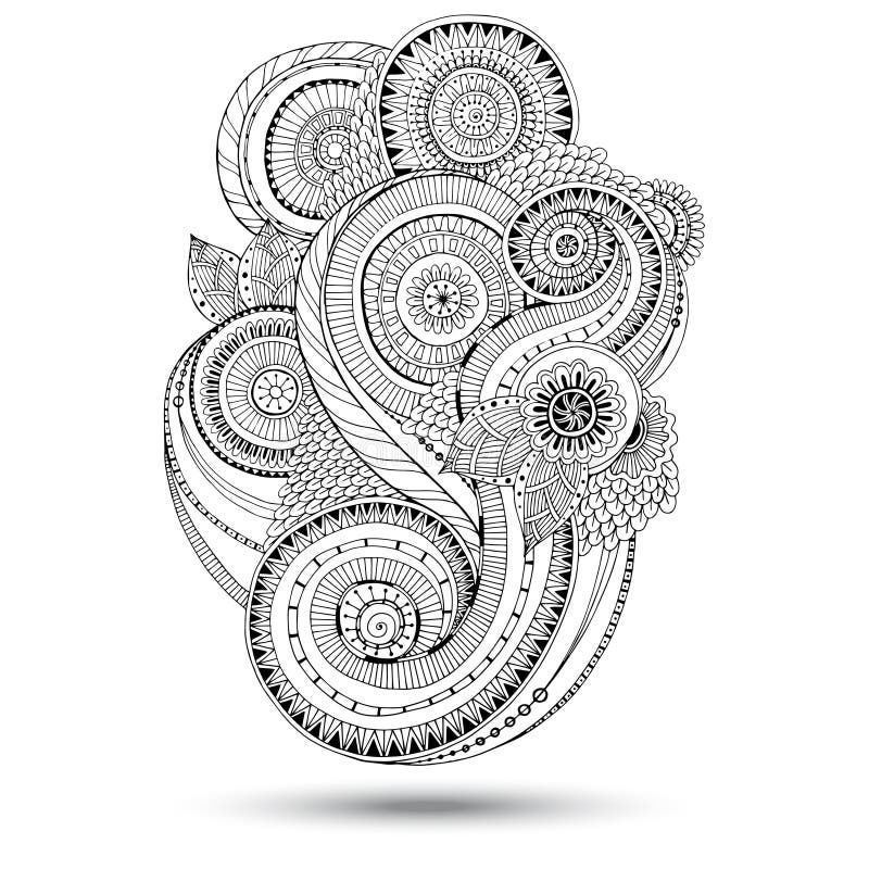 Henna Paisley Mehndi Doodles Design Element. Stock Vector ...