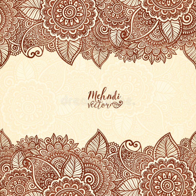 Henna Tattoo Colors Indian Style Floral Frame Stock Vector ...