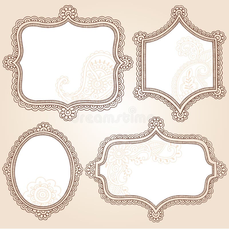 Henna Tattoo Flower Frames Doodle Vector Design Stock Vector ...