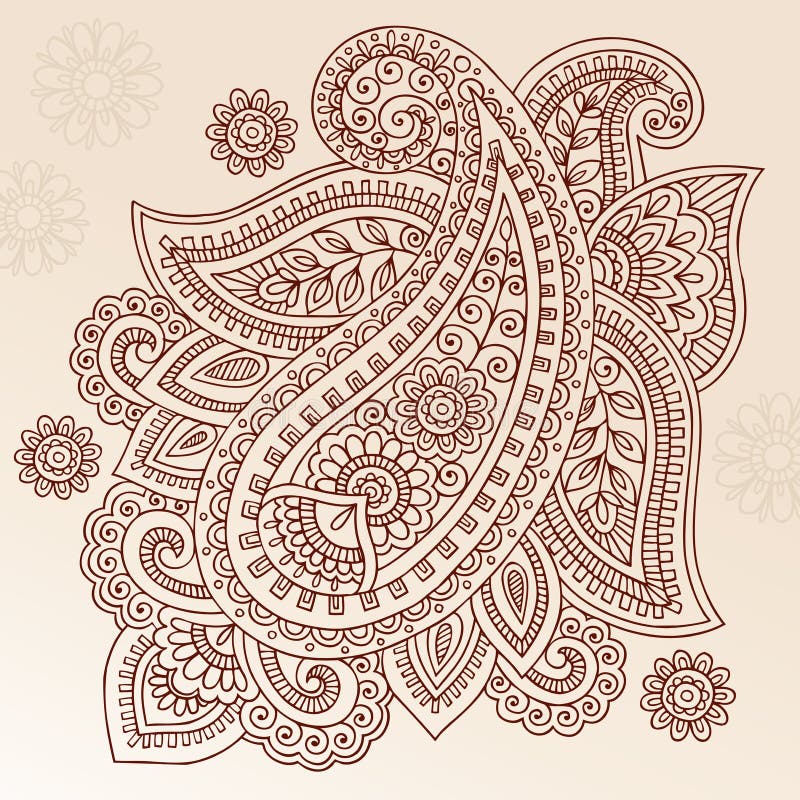 Henna Mehndi Paisley Tattoo Doodle Design Stock Vector - Illustration ...