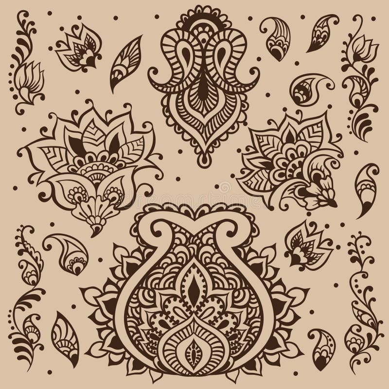 Henna vector design stock vector. Illustration of elements - 62418185