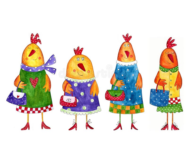 Hens. Cartoon characters stock illustration. Illustration of hens ...