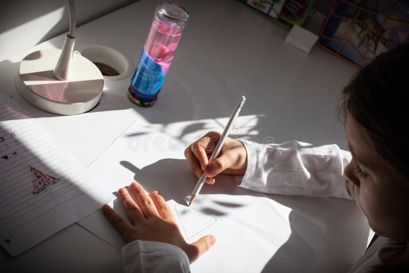 Her Homework is always Done on Time Stock Image - Image of desk, cute ...