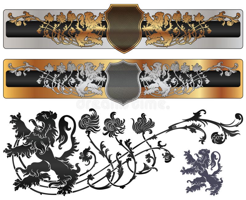 Heraldic Banner In The Medieval Style With Set Foo Stock Vector - Image ...