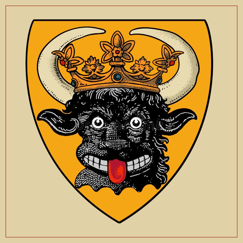 Heraldic beast on shield stock vector. Illustration of symbol - 81894981