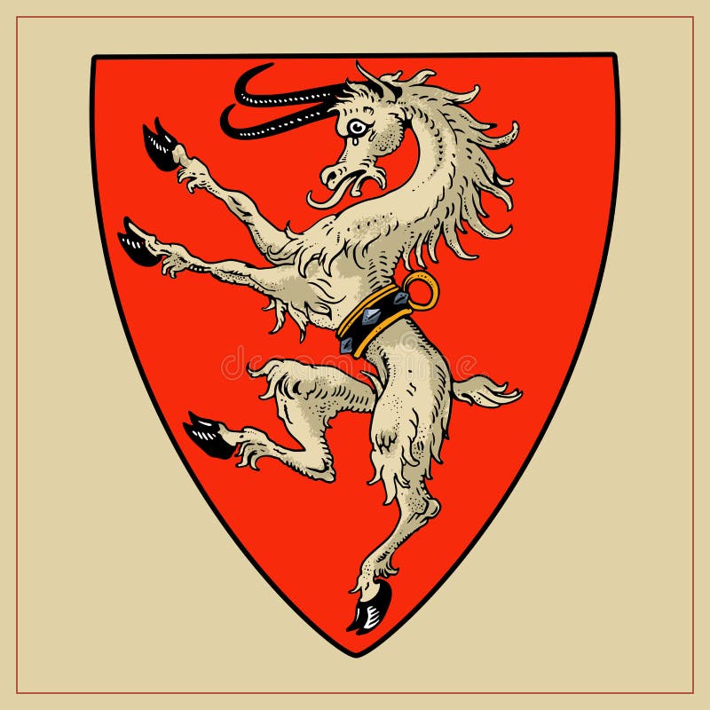 Heraldic beast on shield stock vector. Illustration of etching - 81894929