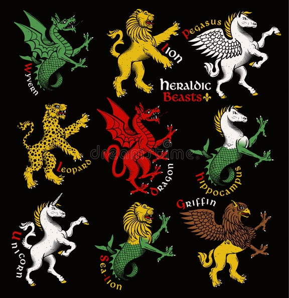 Heraldic Beasts. Vector Illustration. Stock Vector - Illustration of ...