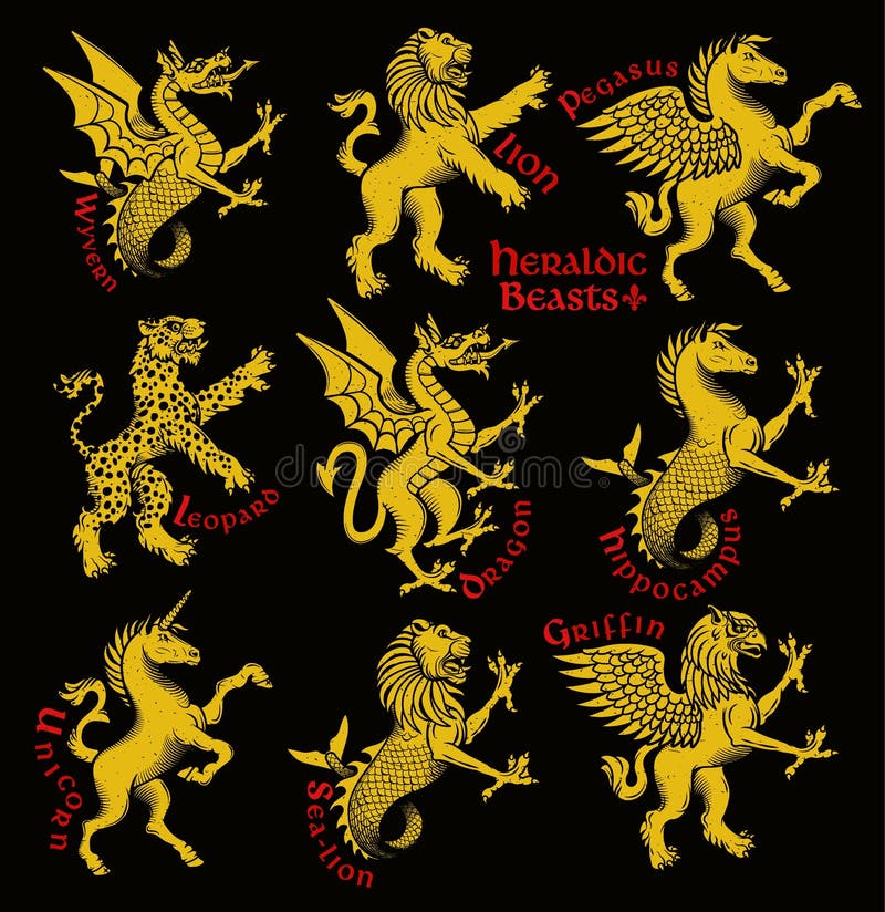 Heraldic Beasts. Vector Illustration. Stock Vector - Illustration of ...