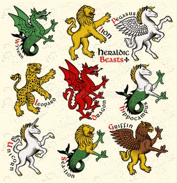Heraldic Beasts. Vector Illustration. Stock Vector - Illustration of ...
