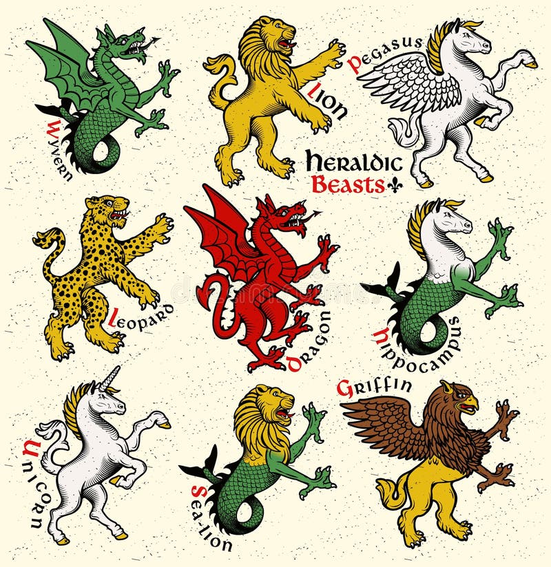 Heraldic Beasts. Vector Illustration. Stock Vector - Illustration of ...