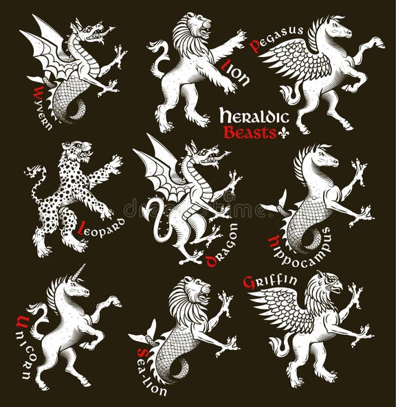 Heraldic Beasts. Vector Illustration. Stock Vector - Illustration of ...