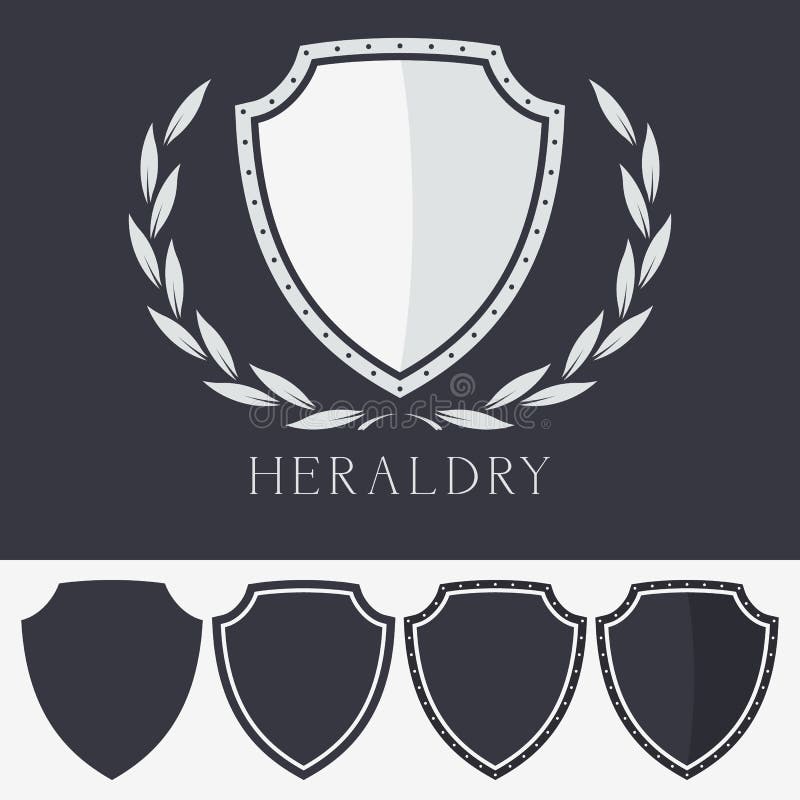 Heraldic Blank Shield with Wreath Sign Vector Illustration. Symbol and ...
