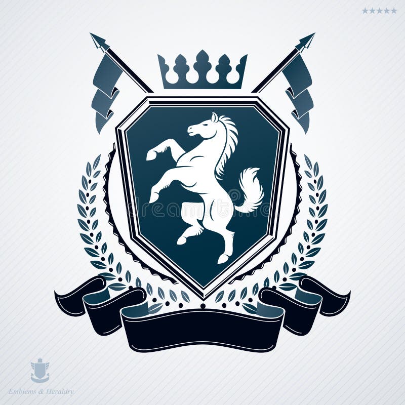 Heraldic Silver Shield with Swords and Ribbon. Stock Illustration ...