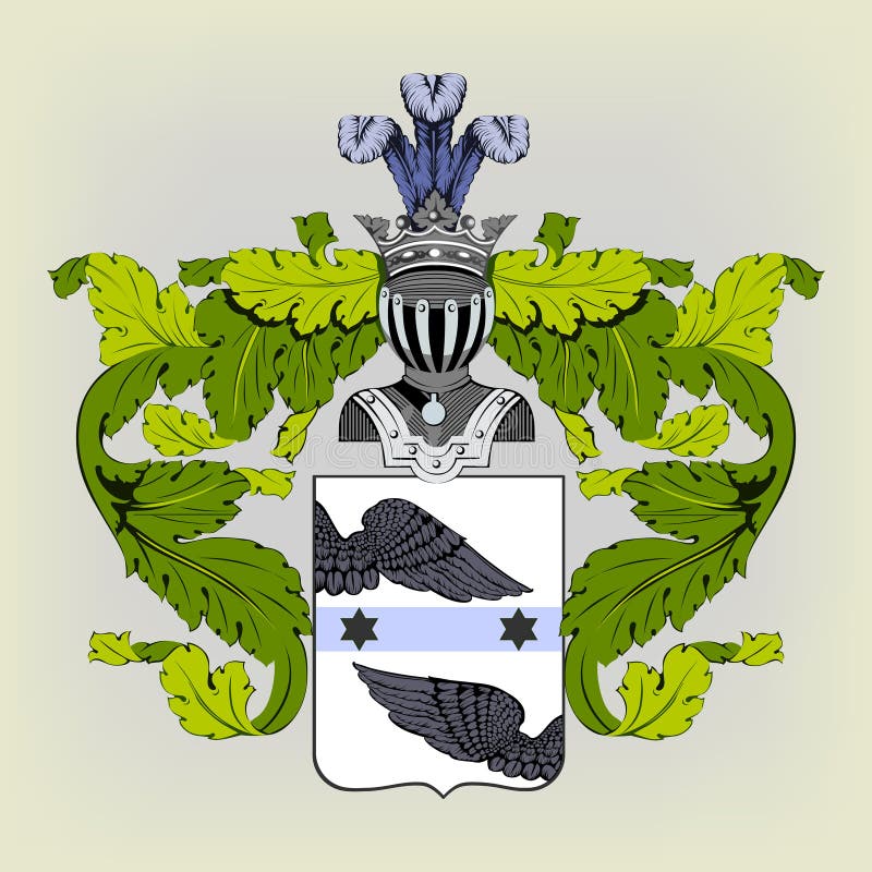Heraldic Coat of Arms with Leaves Stock Illustration - Illustration of ...