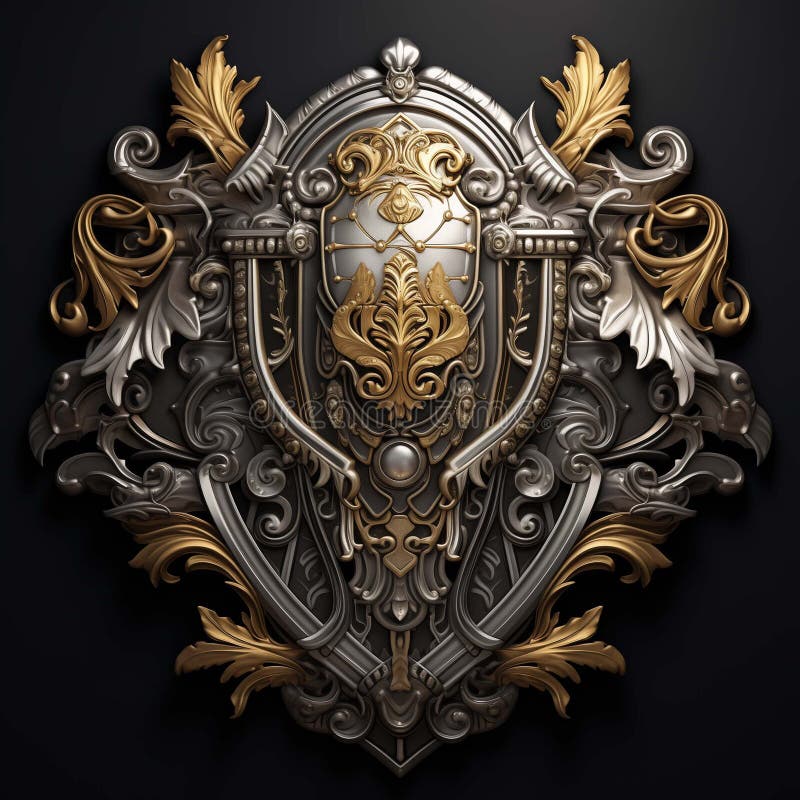 Elegant Heraldic Vignette in Gothic Style. Luxurious Foliage Patterns ...